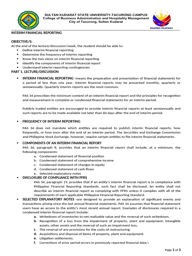 11 Interim Financial Reporting | PDF | Income Statement | Balance Sheet
