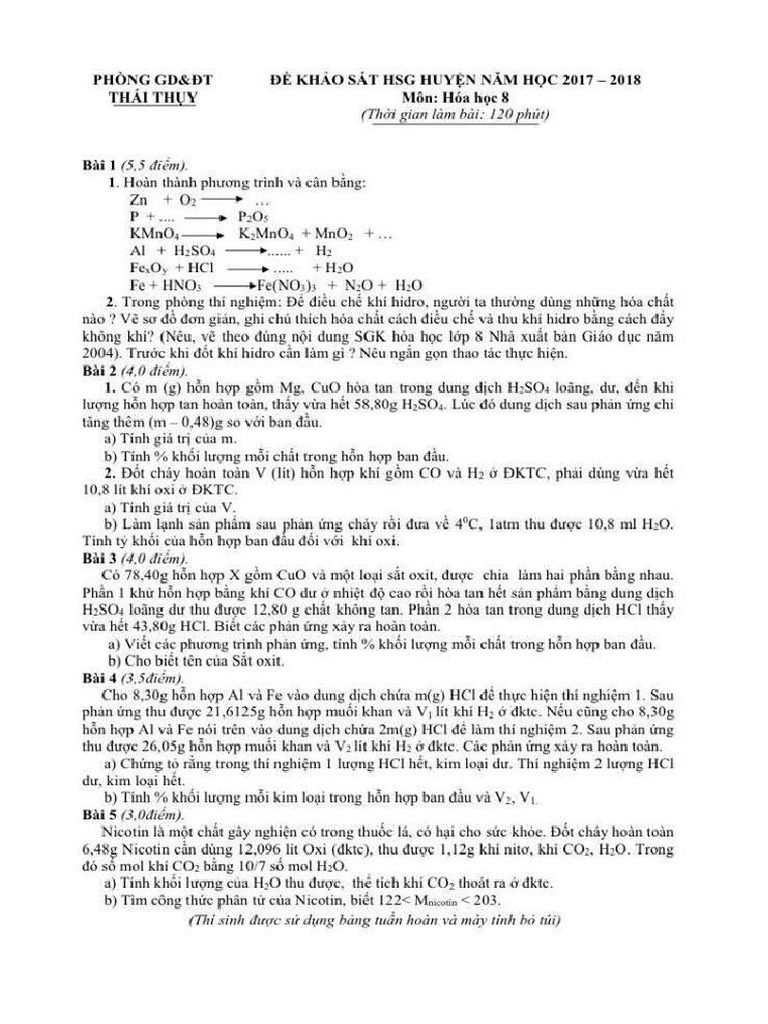 (Dethihsg247.Com) de Thi Chon Hoc Sinh Gioi Cap Huyen Mon Hoa Hoc 8 Nam 2017 2018 Co Dap An ...