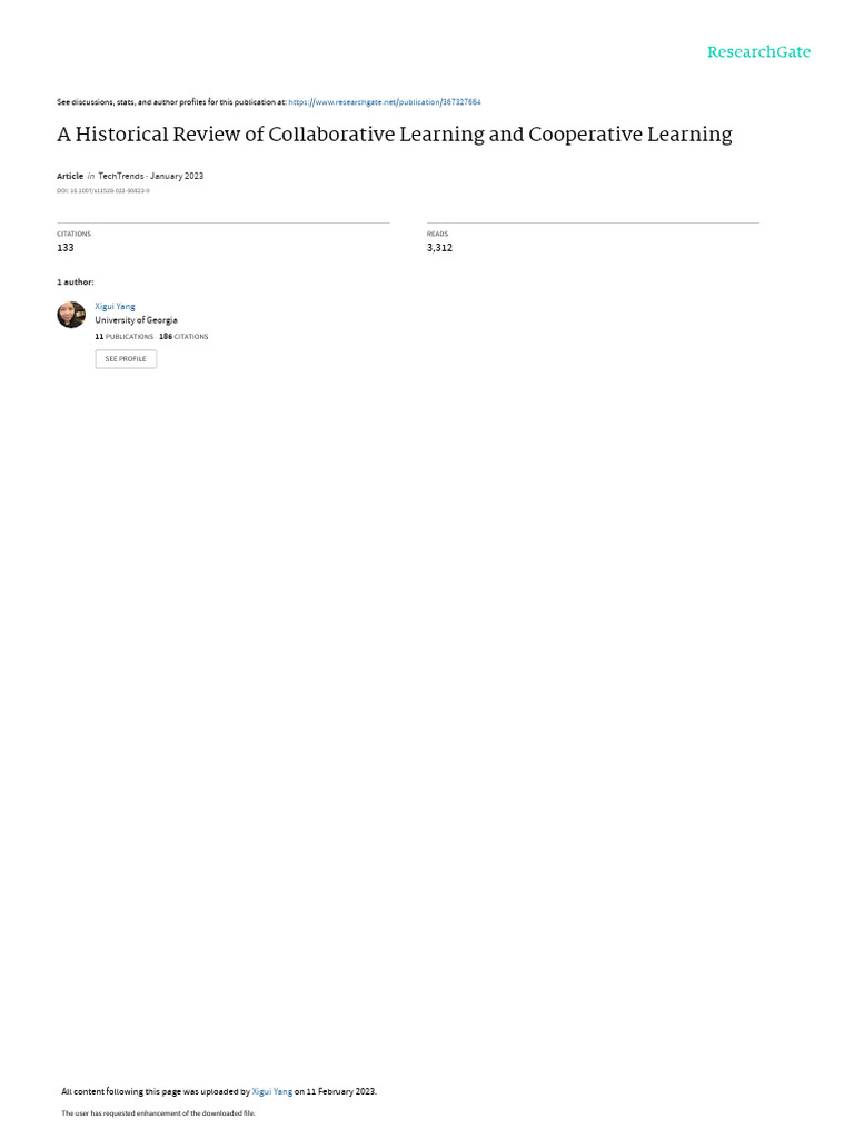A Historical Review of Collaborative Learning and Cooperative Learning | PDF | Learning ...
