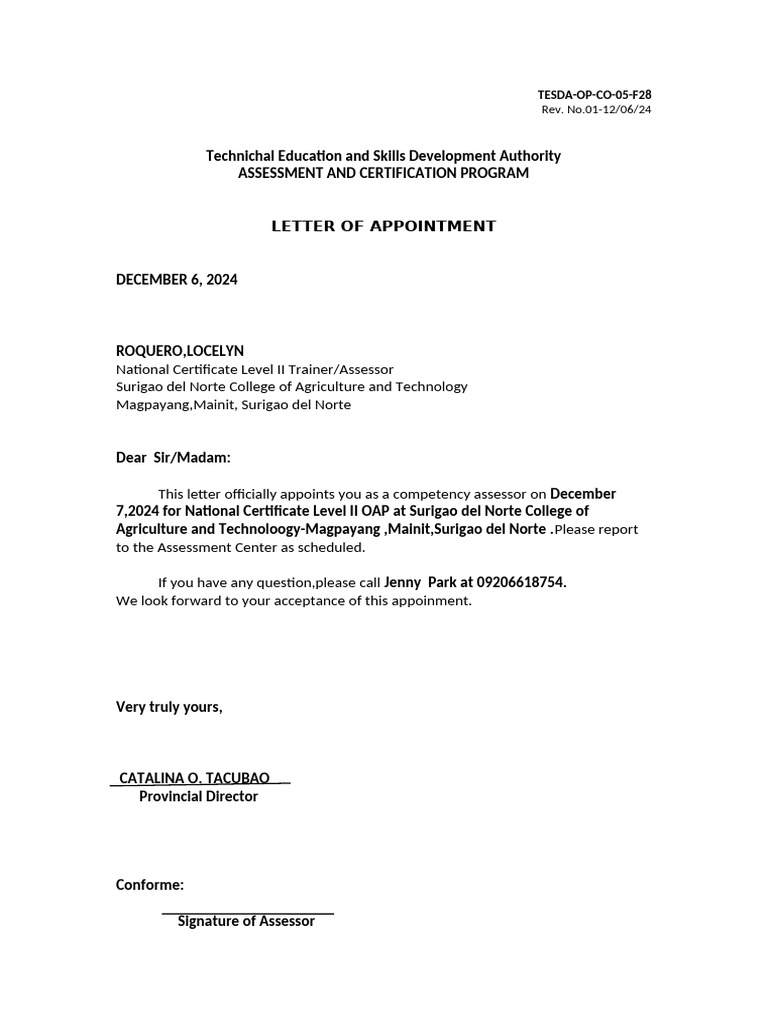 Letter of Appoinment | PDF