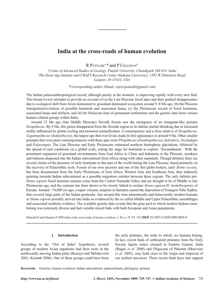 India at The Cross-Roads of Human Evolution | PDF | Hominidae | Human ...