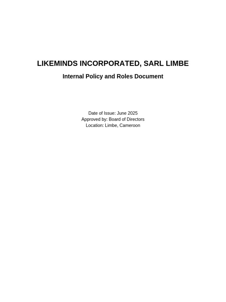 Likeminds Internal Policy and Roles With Cover 110406 | PDF | Dividend ...