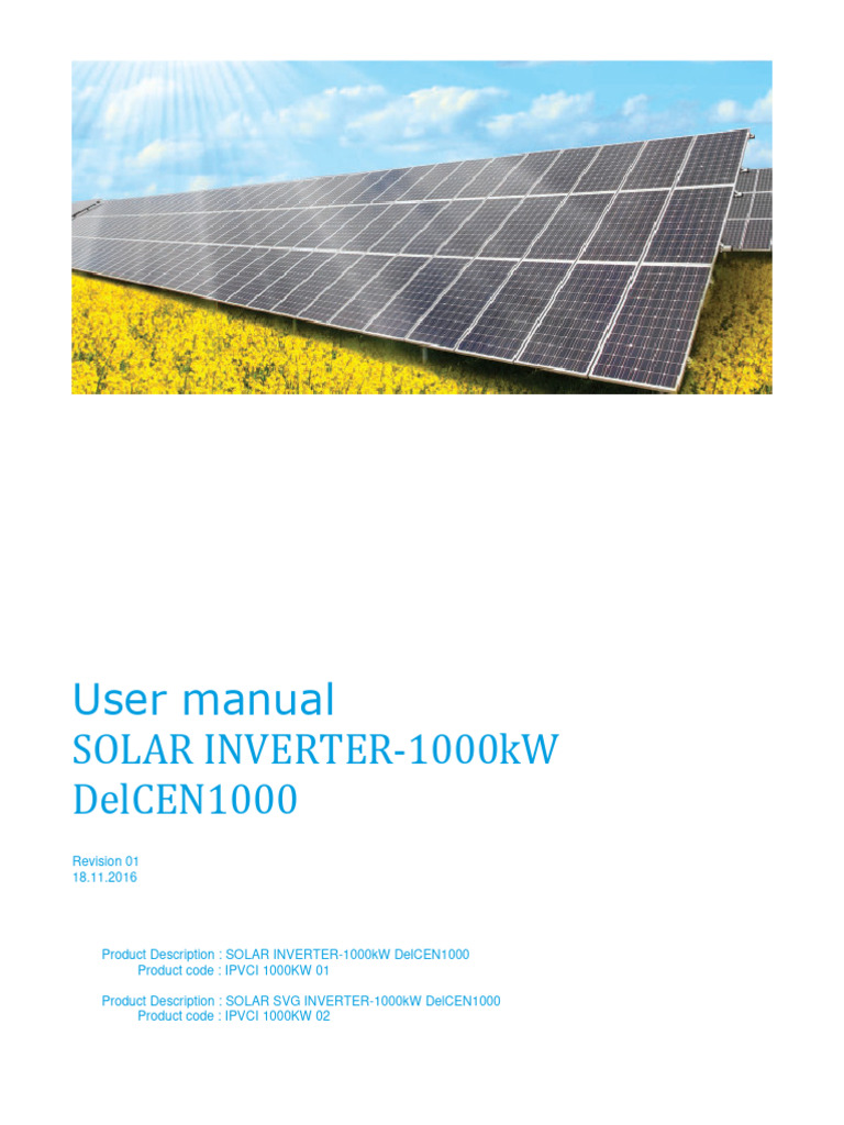DelCEN1000 User Manual Rev 01 | PDF | Power Inverter | Fuse (Electrical)