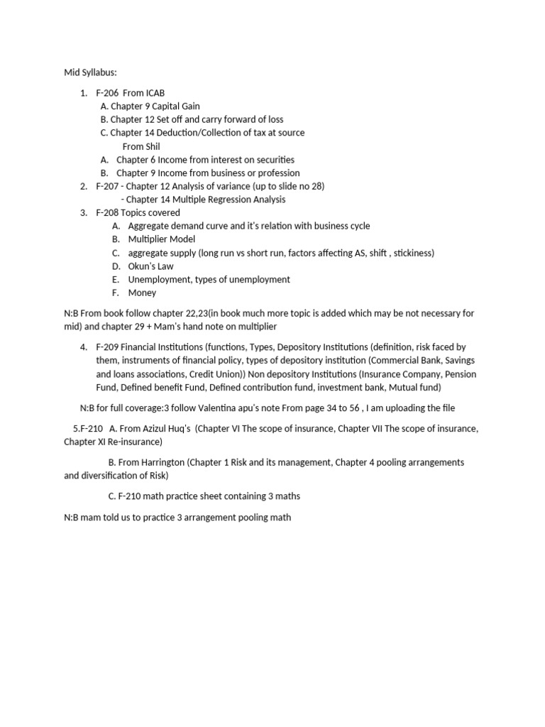 Mid 2 Syllabus | PDF