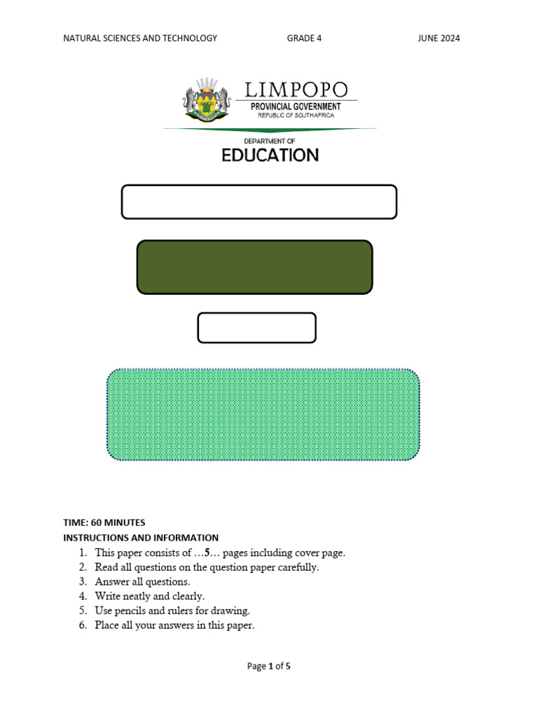 Grade 4 Term 2 NST Test Paper | PDF | Water | Applied And ...