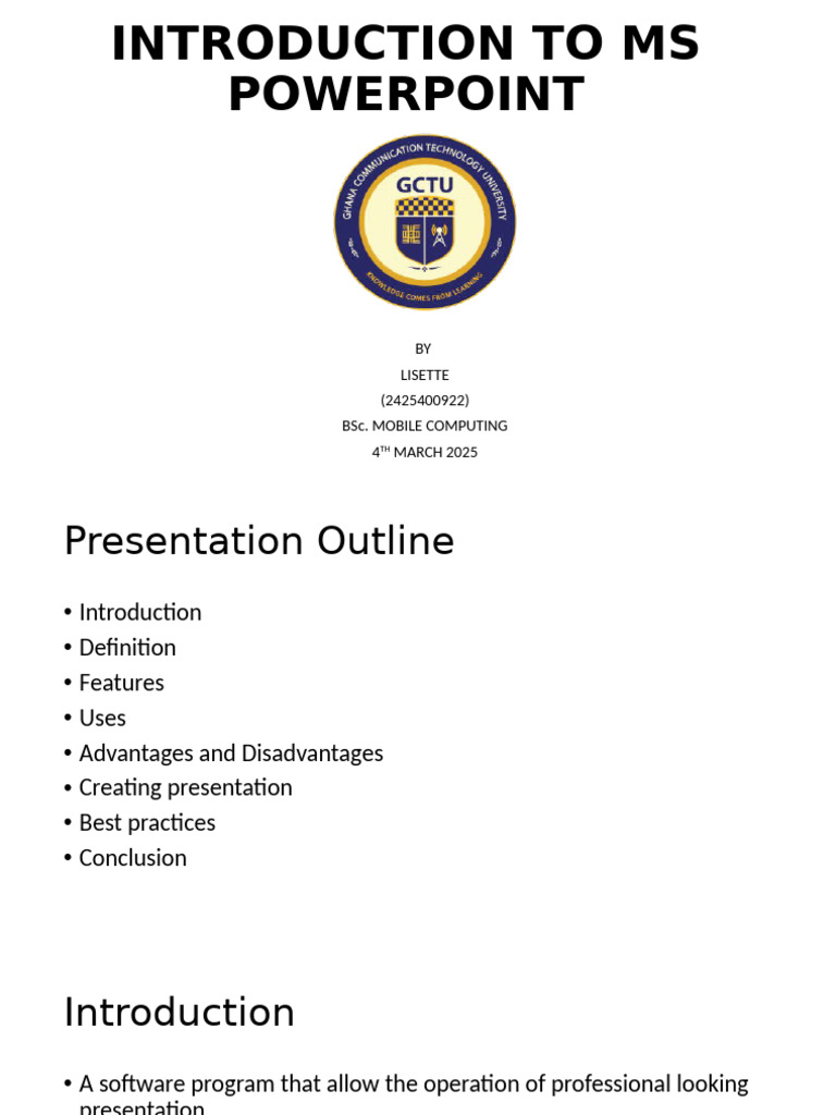INTRODUCTION TO MS POWERPOINT | PDF | Microsoft Power Point | Page Layout