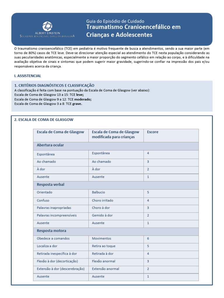 Traumatismo Cranioencefálico em Crianças e Adolescentes | PDF ...