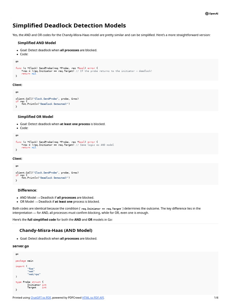 Simplified Deadlock Detection Models | PDF | Computer Science | Software Development