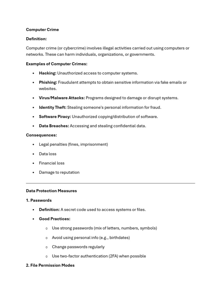 Computer Crime Notes for Form 1 Term 2 | PDF | Cybercrime | Copyright ...