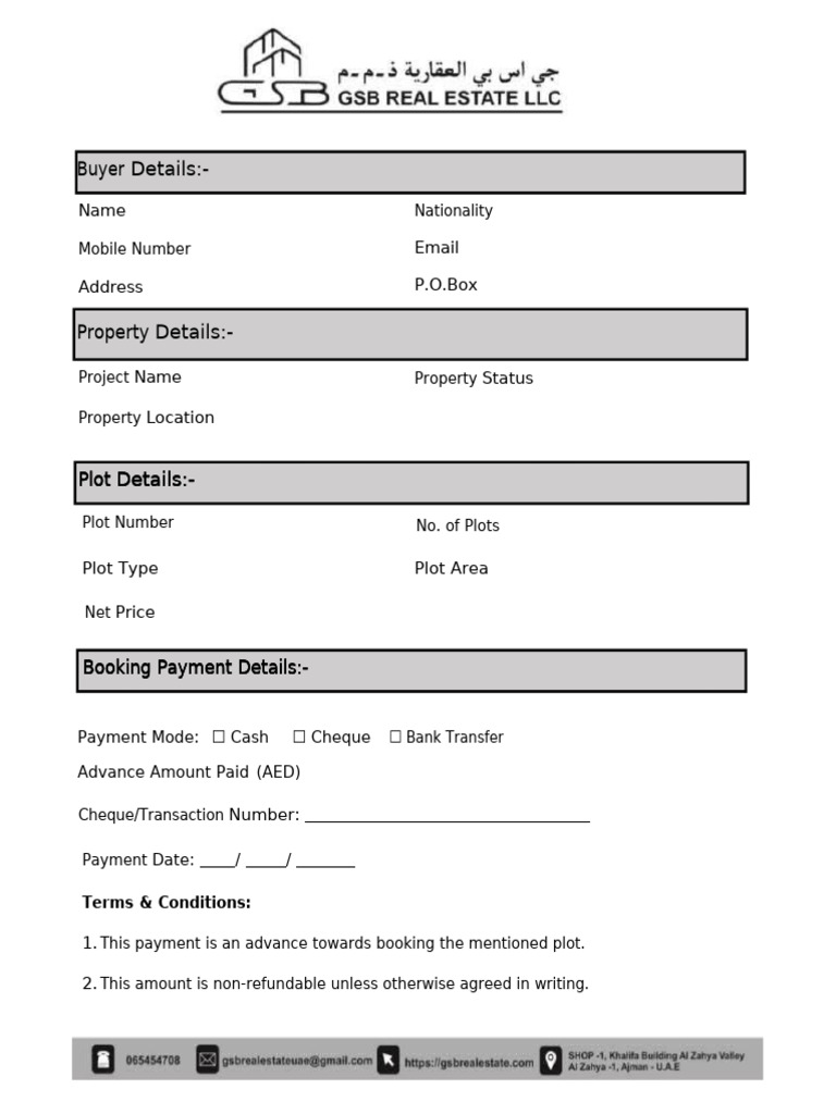 Plots Booking Form PDF | PDF