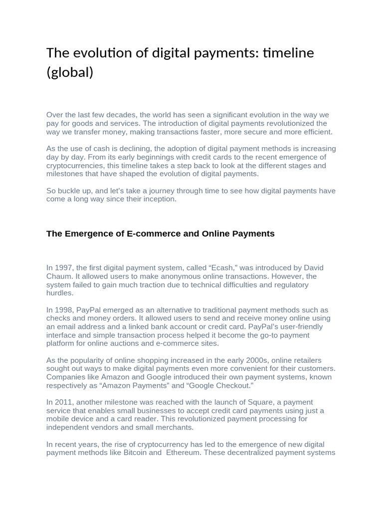 The Evolution of Digital Payments | PDF | E Commerce | Services (Economics)