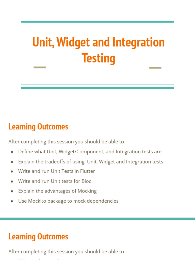 Unit - Widget and Integration Testing | PDF | Unit Testing | Mobile App
