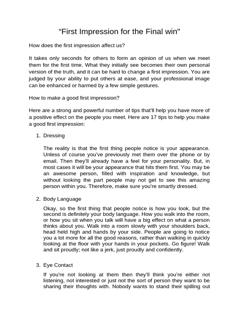 Material For First Impression | PDF | Conversation | Communication