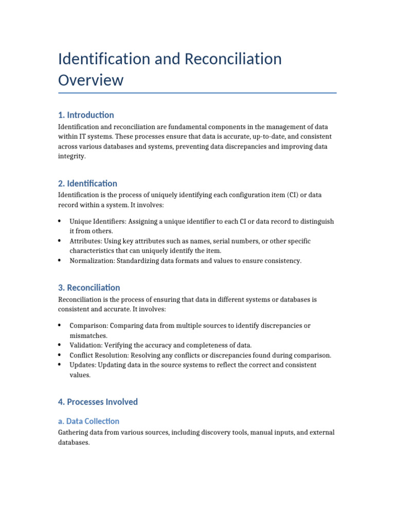Identification and Reconciliation Overview | PDF | Databases ...