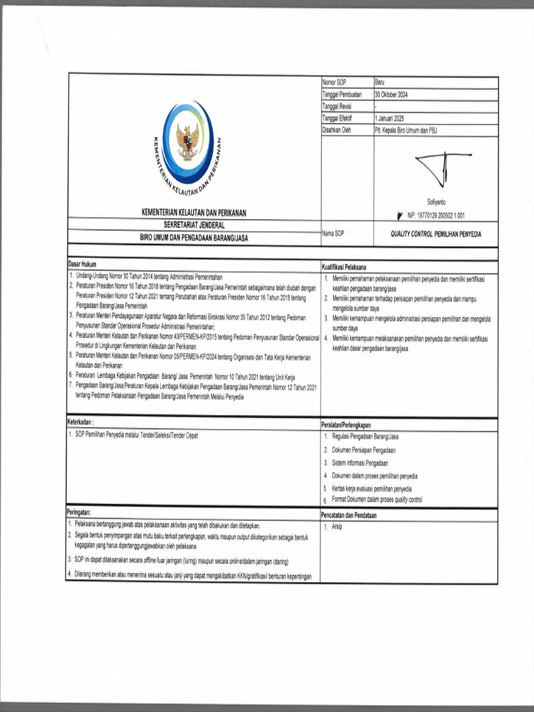 SOP Quality Control | PDF