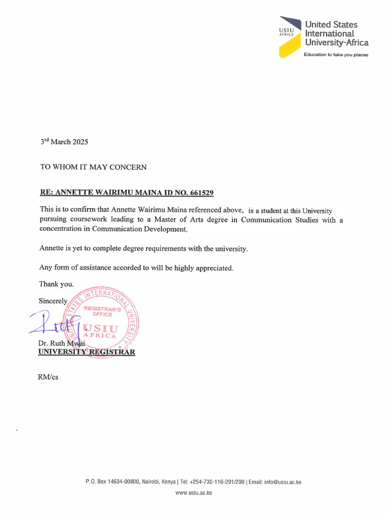 USIU Letter1 | PDF