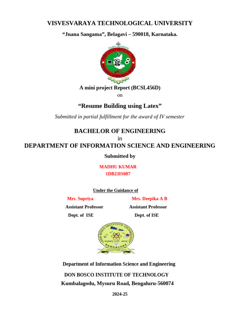 LATEX MiniProject Report | PDF | Te X | Computing