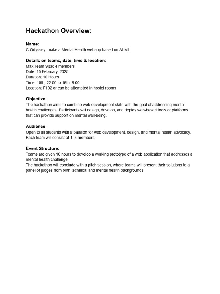 C Odyssey Hackathon | PDF