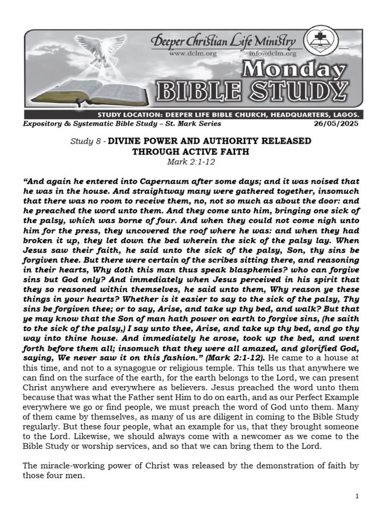 Study 8-Divine Power and Authority Released Through Active Faith ...