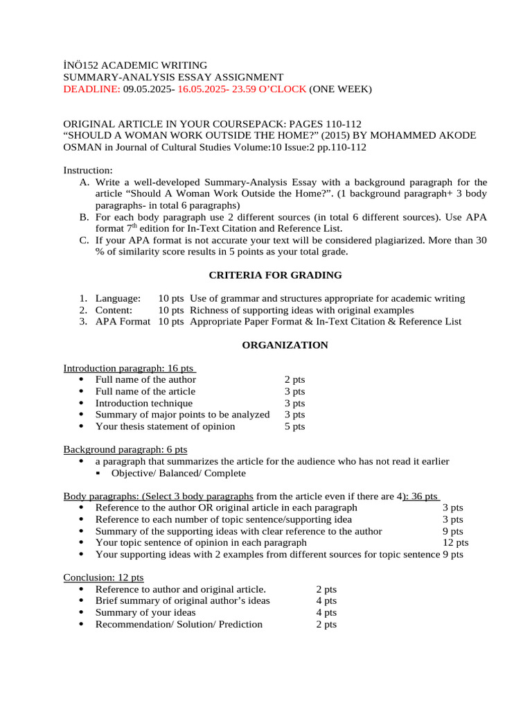 Summary-Analysis Essay Guidelines | PDF | Apa Style | Paragraph