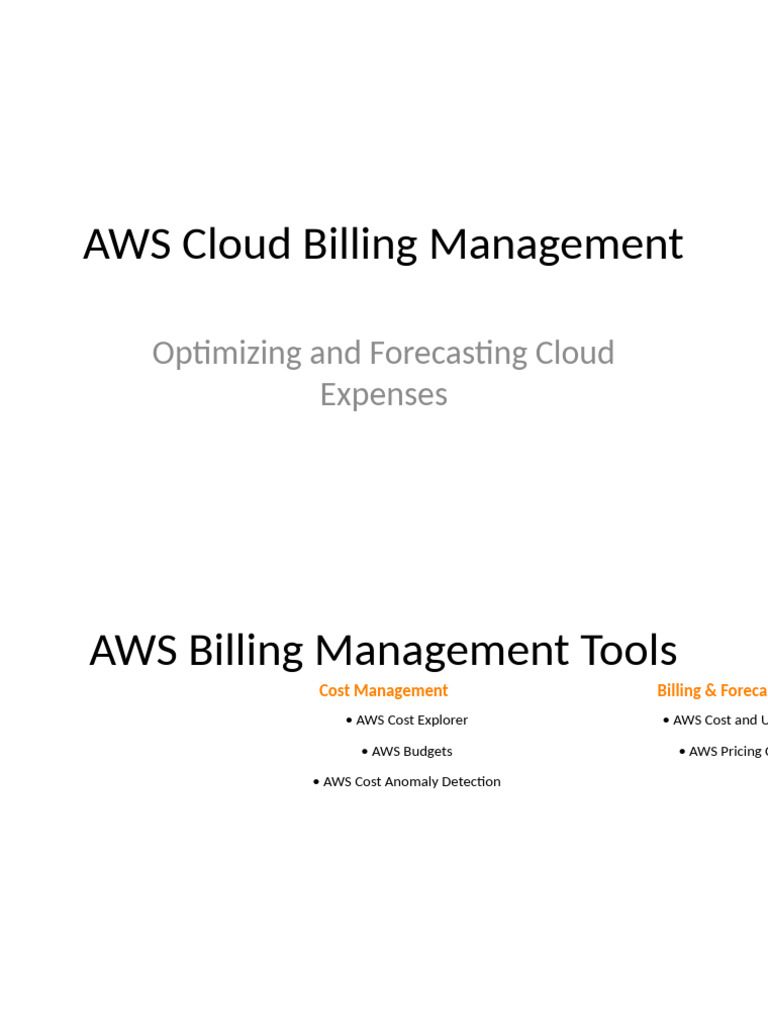 AWS Cloud Billing Management Structured | PDF