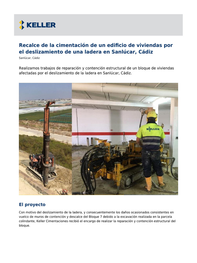 Recalce de La Cimentacion de Un Edificio de Viviendas Por El Deslizamiento de Una Ladera en ...