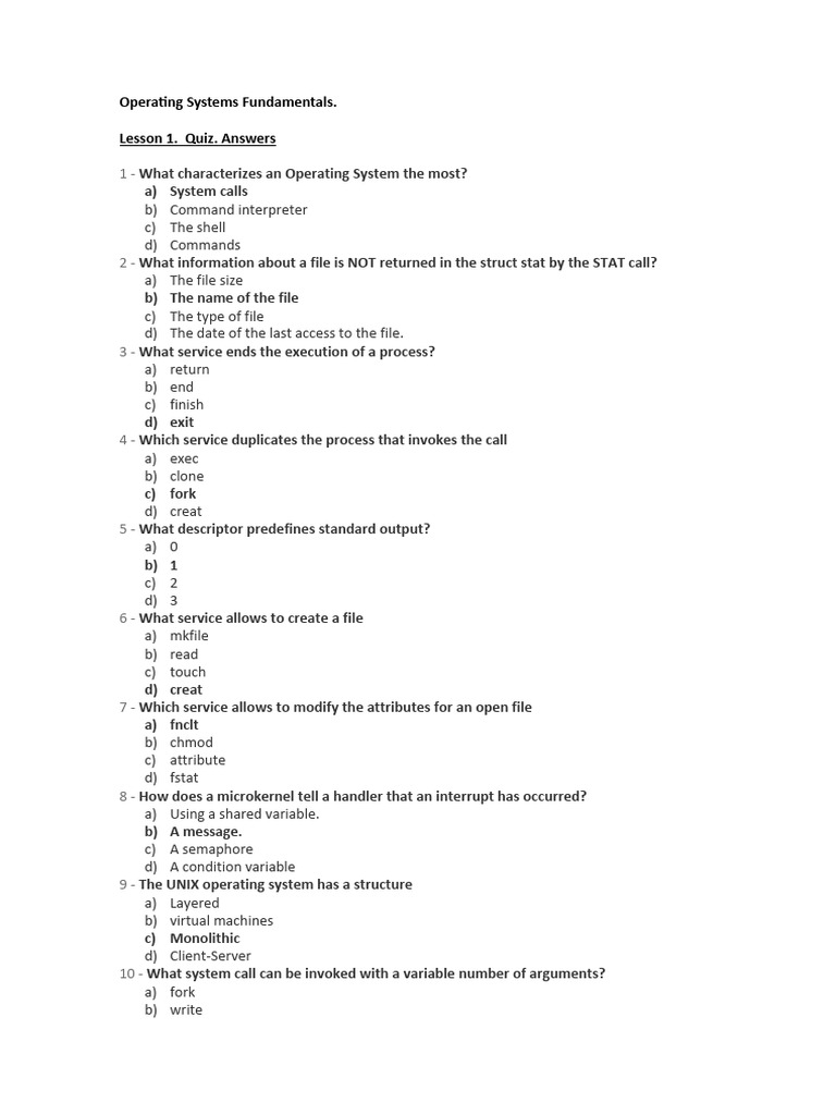 Introduction To OS Solutions | PDF | Operating System | Kernel (Operating System)