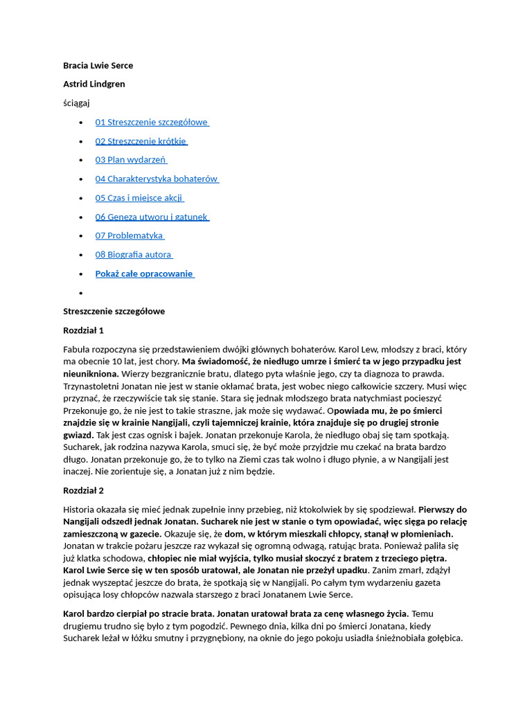 Bracia Lwie Serce | PDF