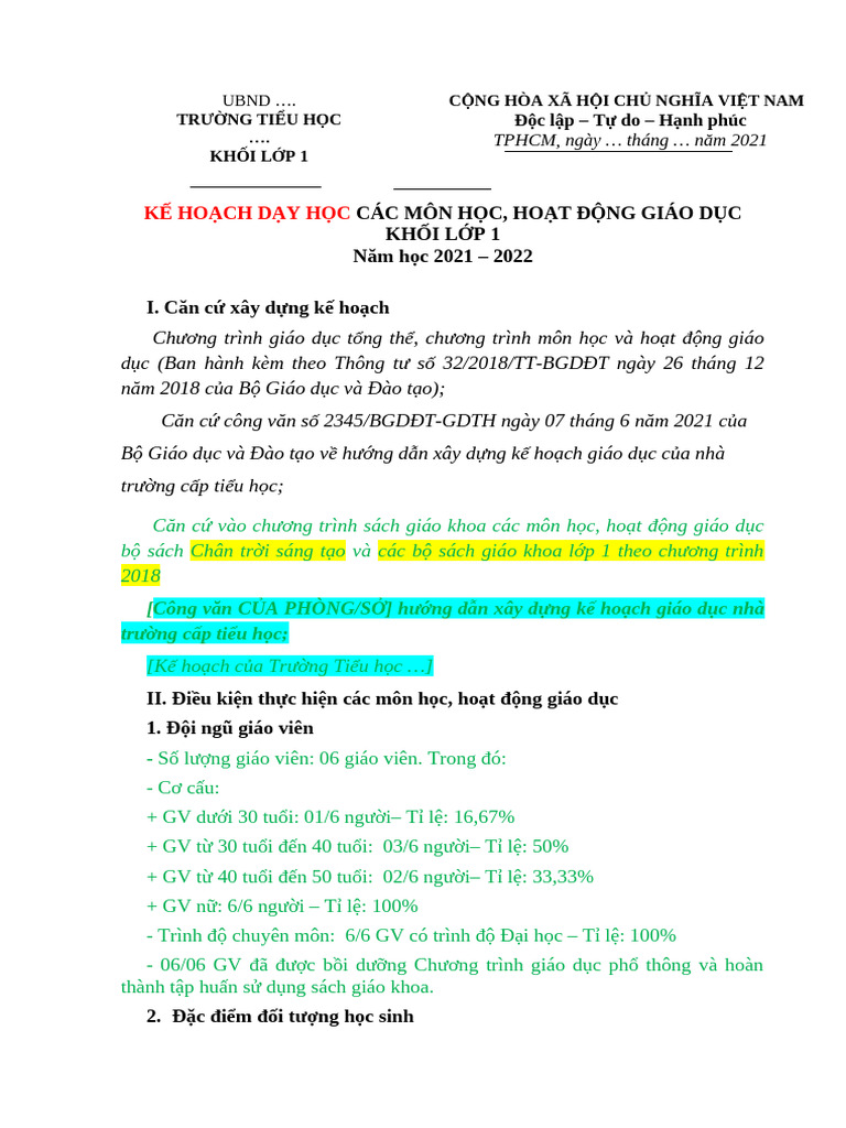 KHDH MÔN HỌC | PDF