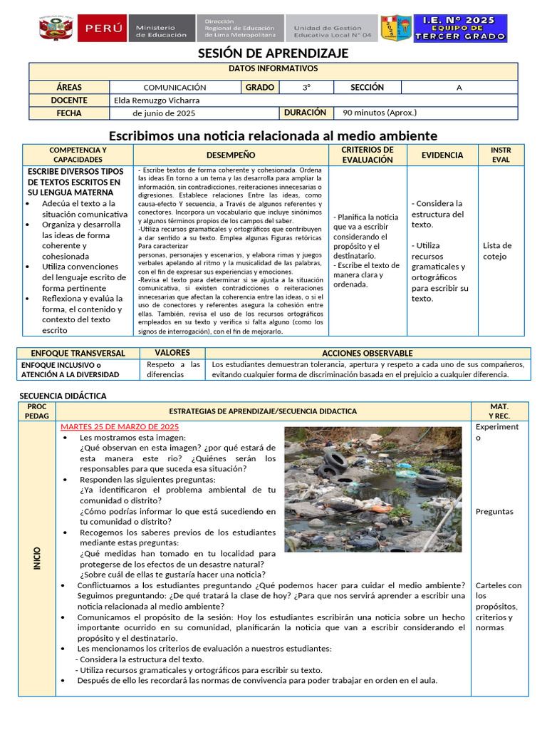 Escribiendo noticias sobre el medio ambiente | PDF | Aprendizaje ...
