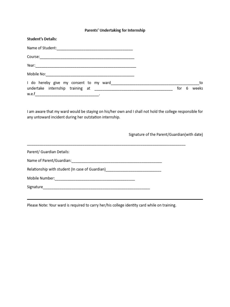 Consent Form For Internship | PDF
