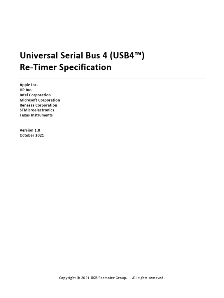 USB4 Re-Timer Specification Rev 1.0 - CLEAN | PDF | Byte | Usb