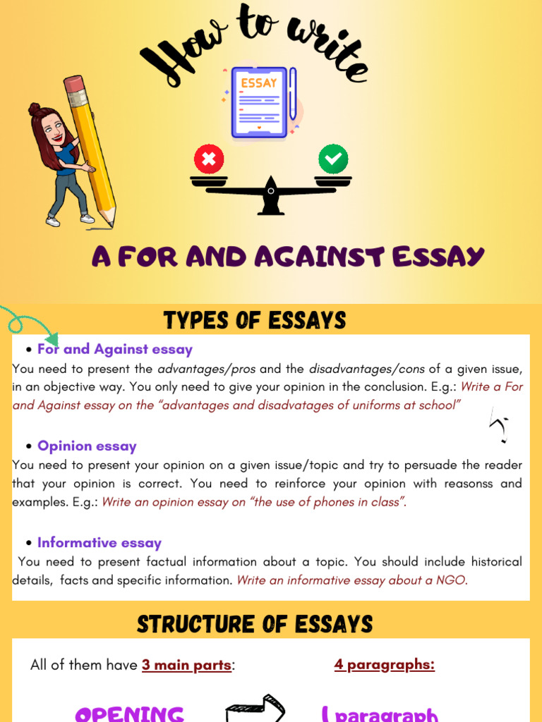 For and Against Essay | PDF | Essays | Learning