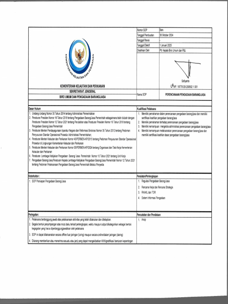 SOP Perencanaan PBJ | PDF
