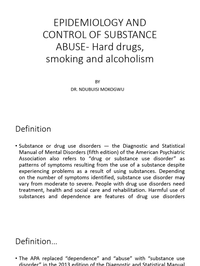 Epidemiology and Control of Substance Abuse- Hard Drugs | PDF ...