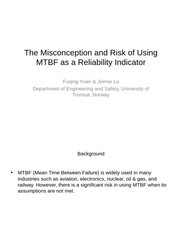 MTBF Reliability Presentation | PDF