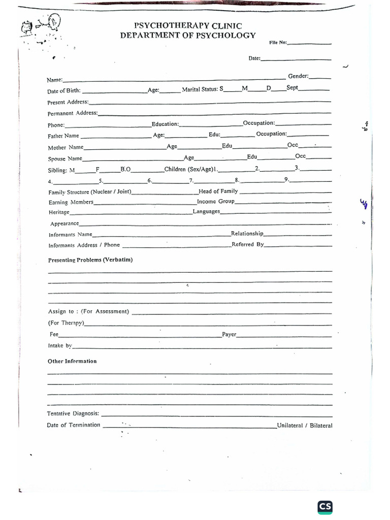 Case History Form-1 | PDF