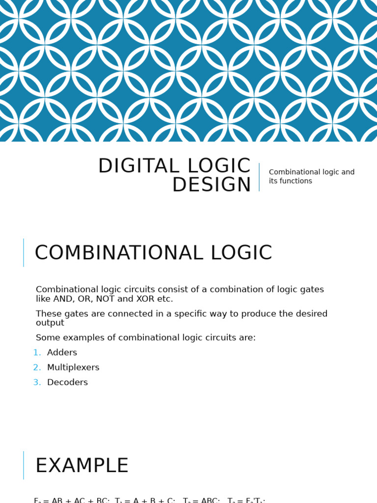 Lecture 11 Combinational Logic and Its Functions | PDF