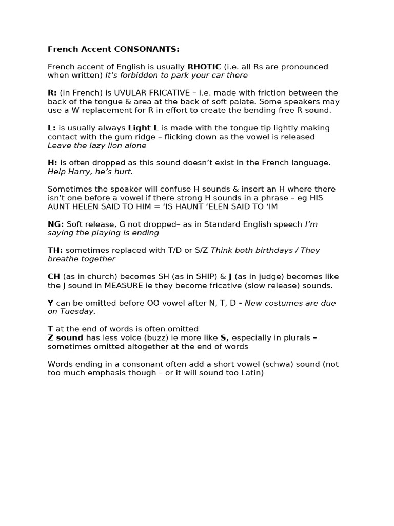 French Accent Consonants | PDF