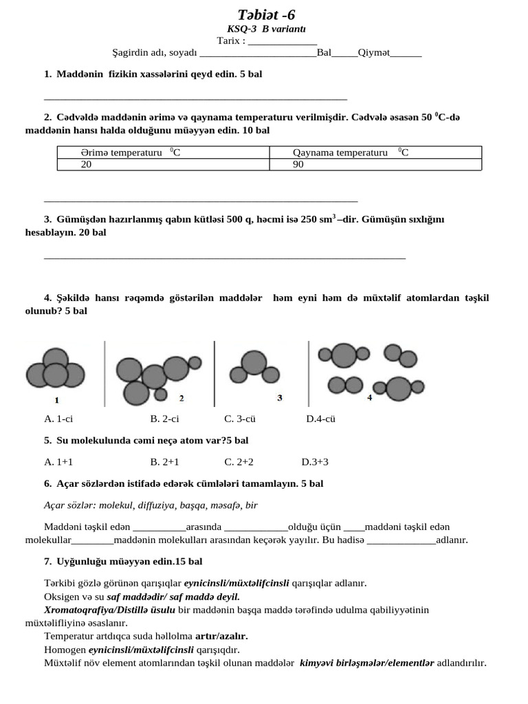 Təbi̇ət 6 KSQ 3 | PDF