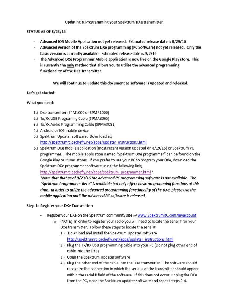 DXe Programming Instructions | PDF | Usb | Google Play