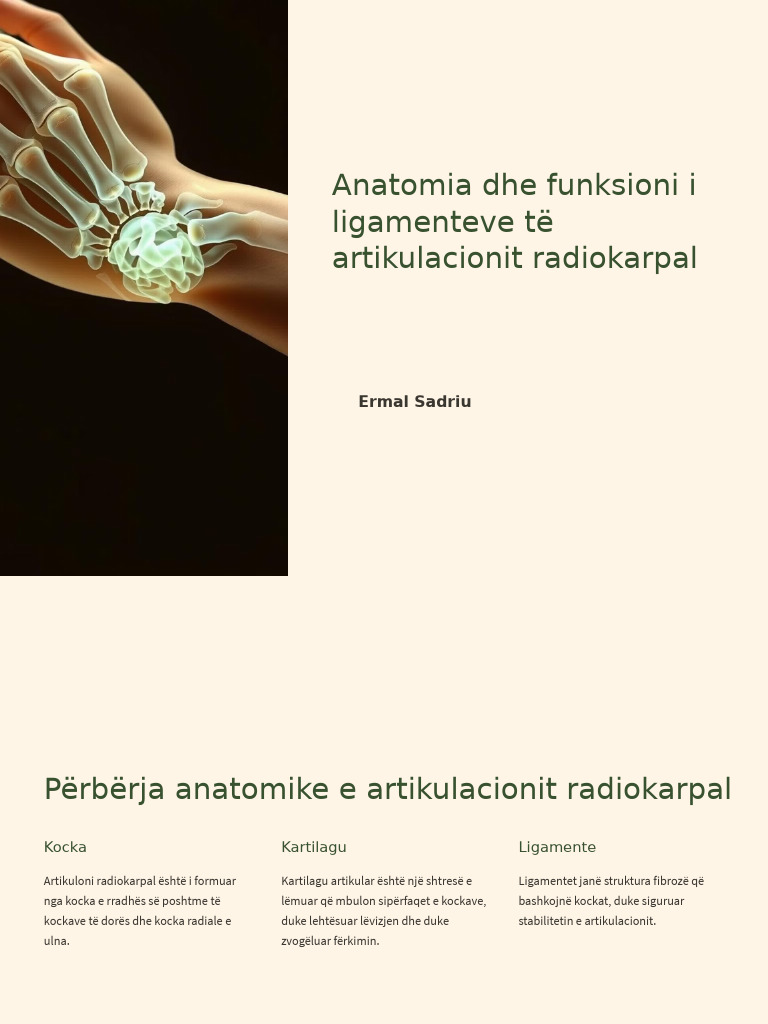 Anatomia Dhe Funksioni I Ligamenteve Te Artikulacionit Radiokarpal | PDF
