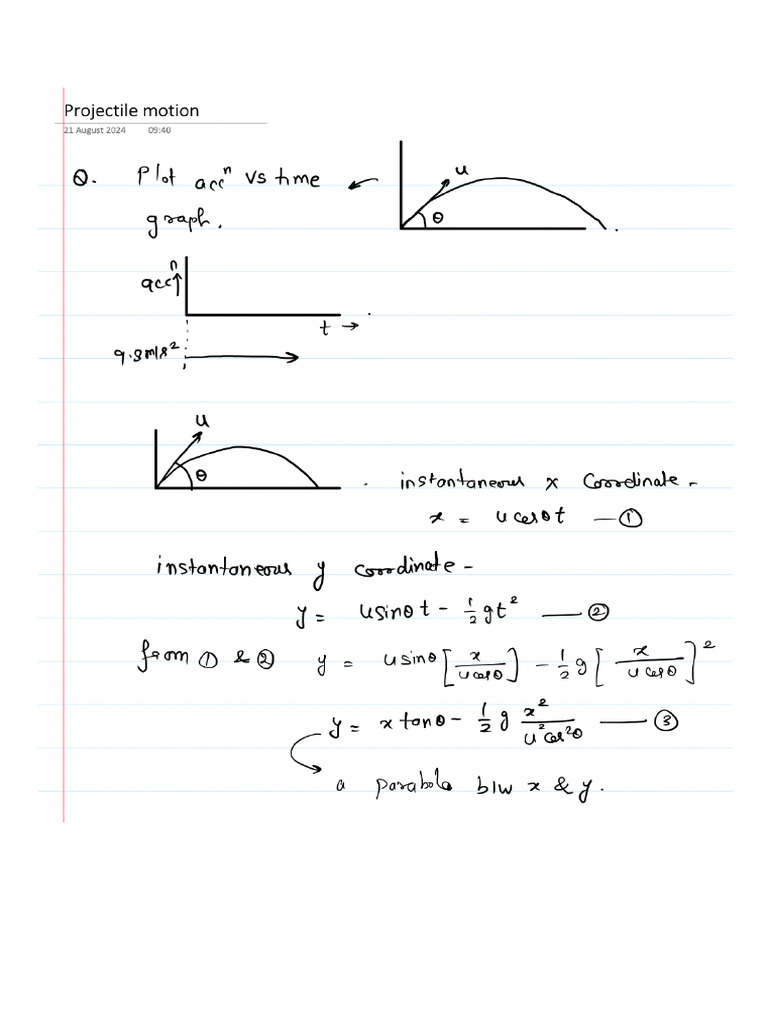 Projectile Motion Notes | PDF