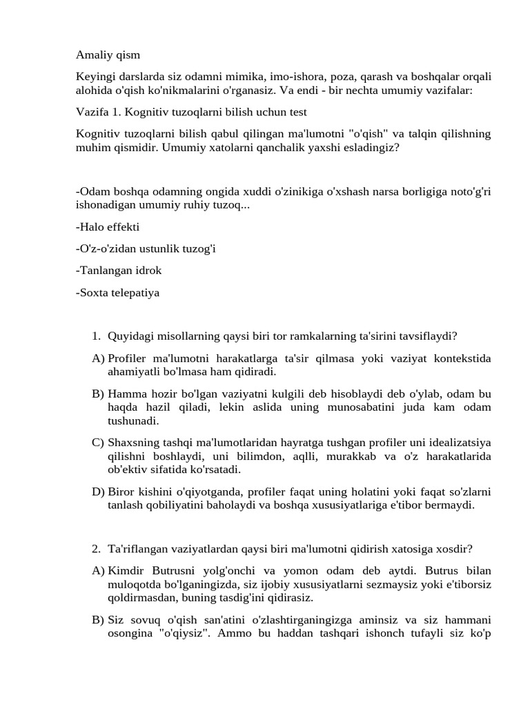 Amaliyot | PDF