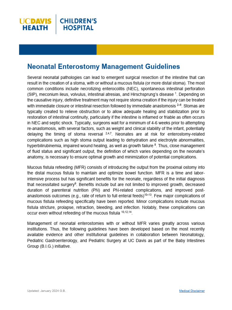 Neonatal Enterostomy Care Guidelines | PDF | Medical Specialties ...