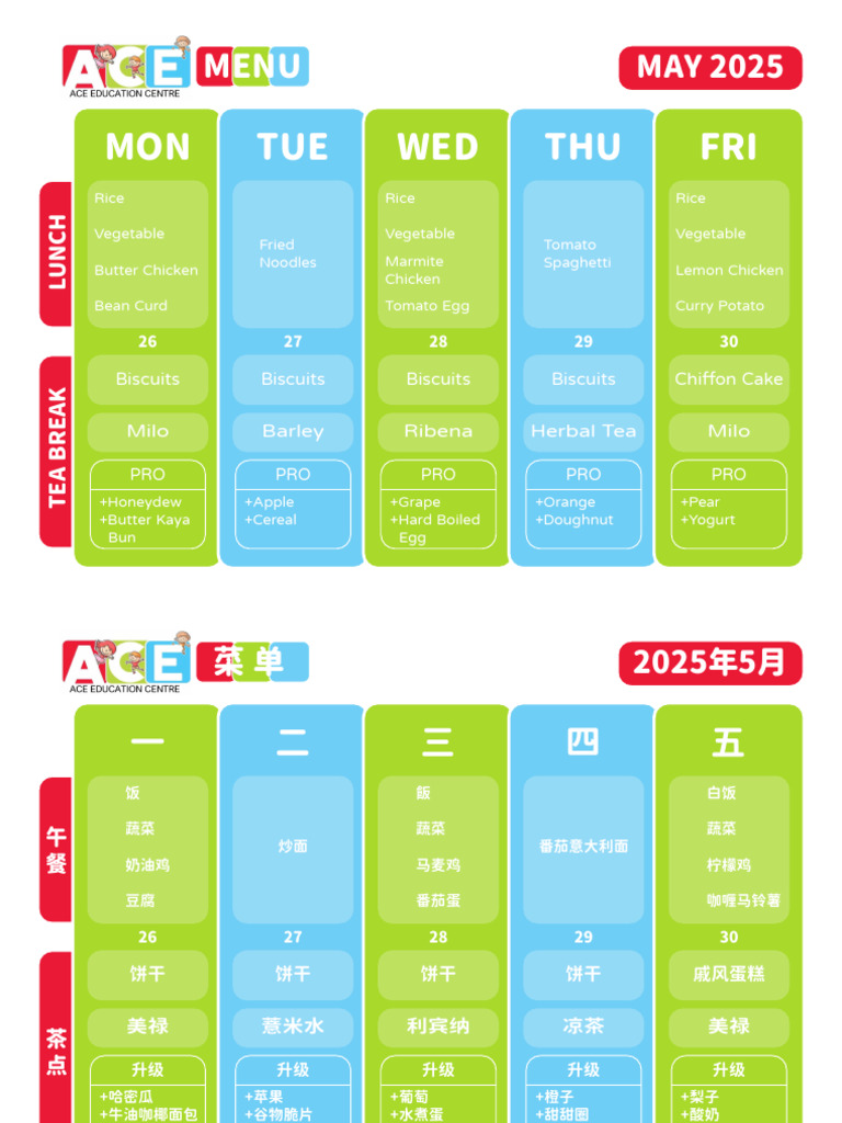 ACE Food Menu (26-30 MAY) | PDF