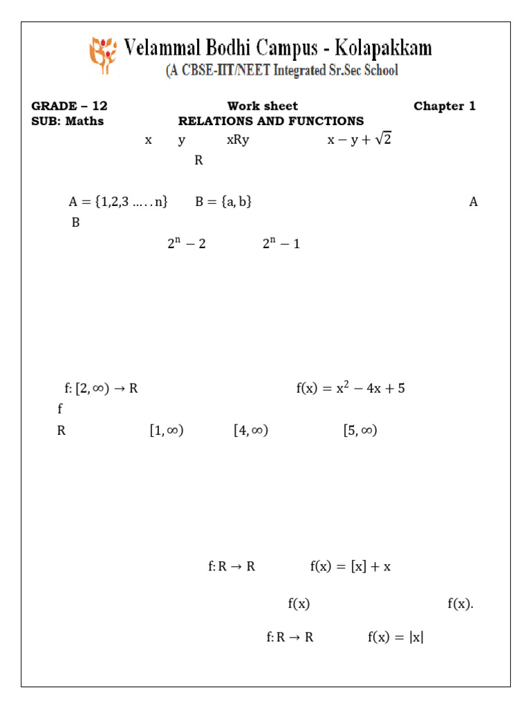 Chapter 1 Relation and Functions | PDF | Function (Mathematics ...