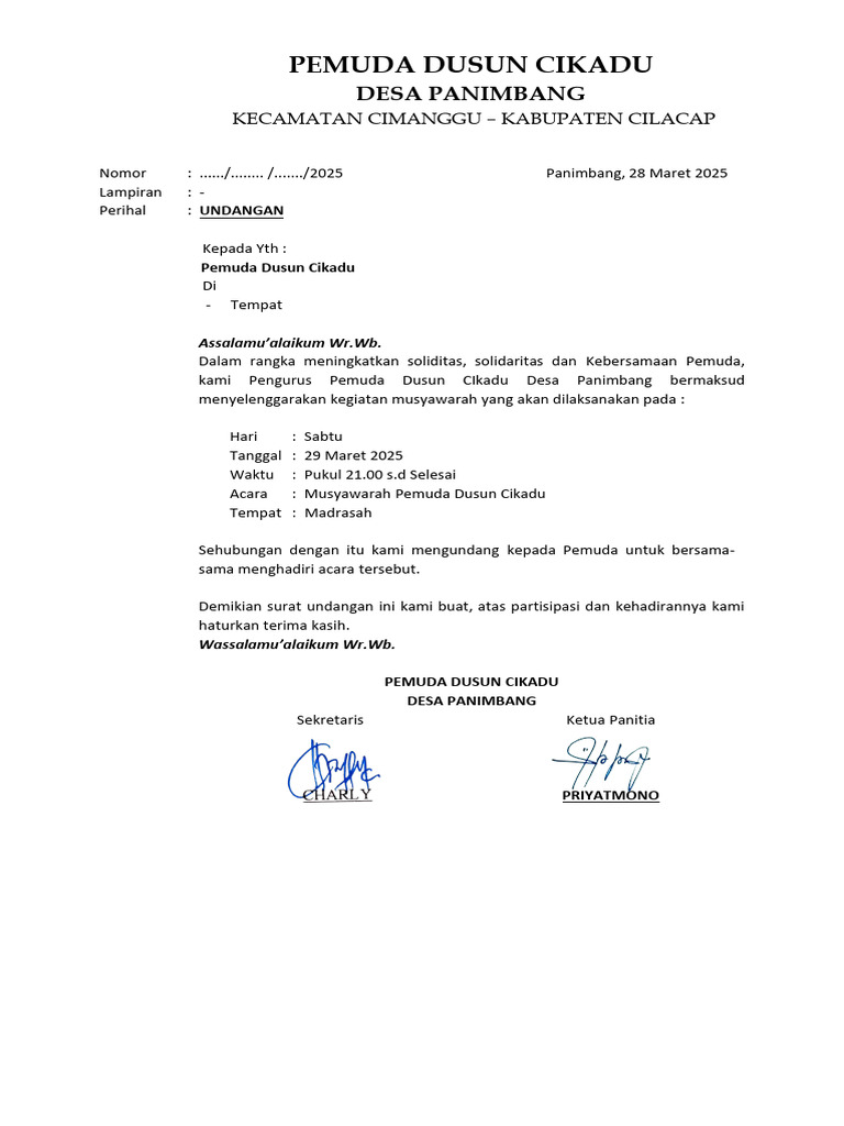 Surat Undangan Pemuda | PDF