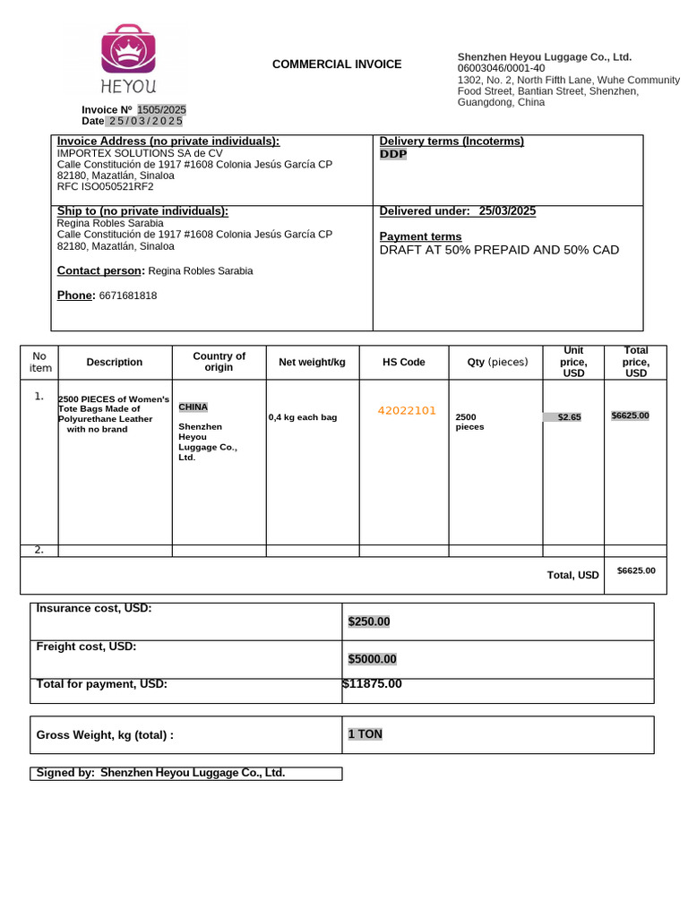 Commercial Invoice | PDF | Freight Transport | Supply Chain Management