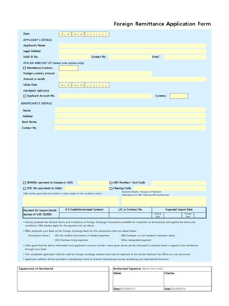 Remittance Application Form English | PDF | Foreign Exchange Market ...